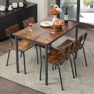 Rustic Brown Particle Board Dining Table and Chair Set - Bed Bath ...