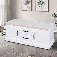 Classic Vintage Wooden Storage Bench with Two Cabinets - Bed Bath ...