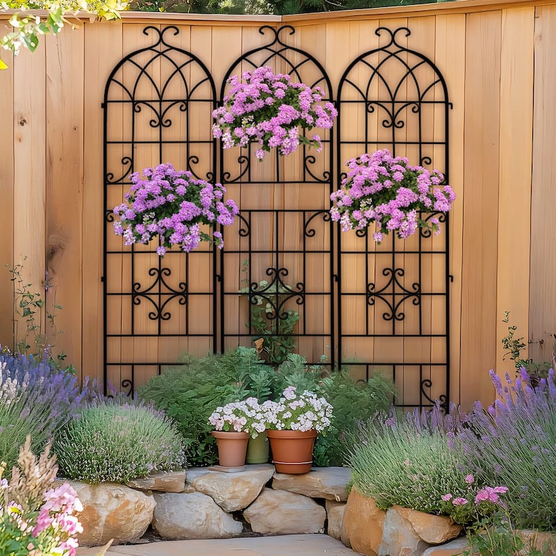 3 Pack Metal Trellis, 87 Inch Garden Trellis, Rustproof Iron Trellis ...