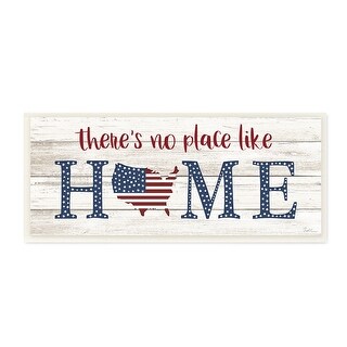 Stupell Patriotic There's No Place Like Home Phrase Americana Wood Wall ...