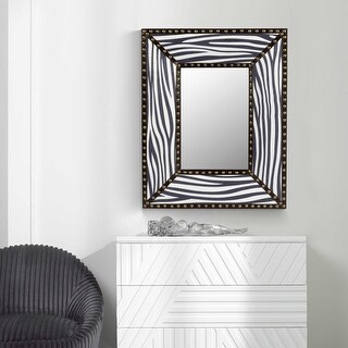 White Zebra Rectangle Decorative Wall Hanging Mirror; Rivet Decoration ...