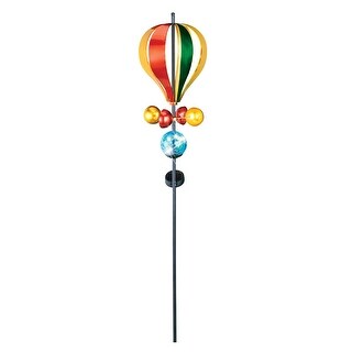 Colorful Hot Air Balloon Solar Powered Wind Spinner Stake - 7.25 x 44 x ...