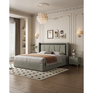 Queen Size, Cotton and Linen Fabric, Pneumatic Bed, with Storage Space ...
