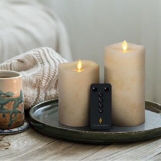 LUMINARA - Mottled Flameless Candle Pillars - Melted Top Unscented (Set ...