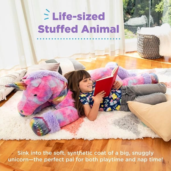 Kids Extra Large Life-Size Plush Rainbow Unicorn Stuffed Animal - Bed ...