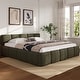 Modern Upholstered Bed Frame Block Style Grounded Bed with Thick ...