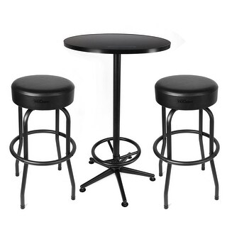 3-Piece Shop Pub Table & Bar Stool Set for Game room, Steel, Black ...