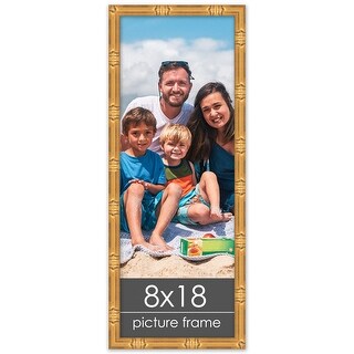8x18 Bamboo Gold Complete Wood Picture Frame with UV Acrylic, Foam ...