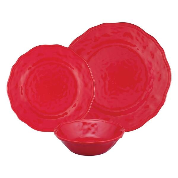 UPware 12-Piece Melamine Dinnerware Set, Includes Dinner Plates, Salad ...