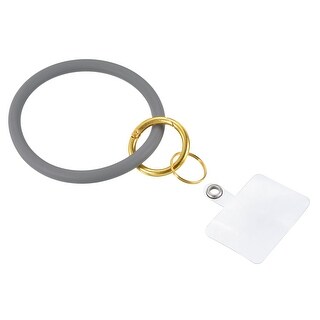 Key Ring Bracelet Silicone Keychain Circle Wristlet Keyrings, Gray - 2. ...