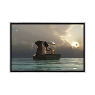 iCanvas "Elephant And Dog Are Floating In A Boat" by Mike Kiev Framed ...