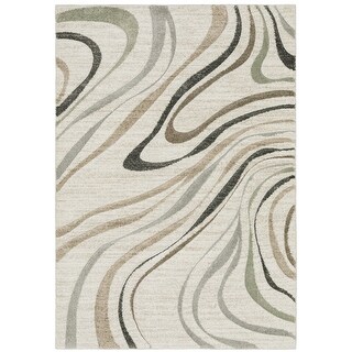 Vista Home Celeste Abstract Waves Beige/ Multi Power Loom Rug - Bed ...