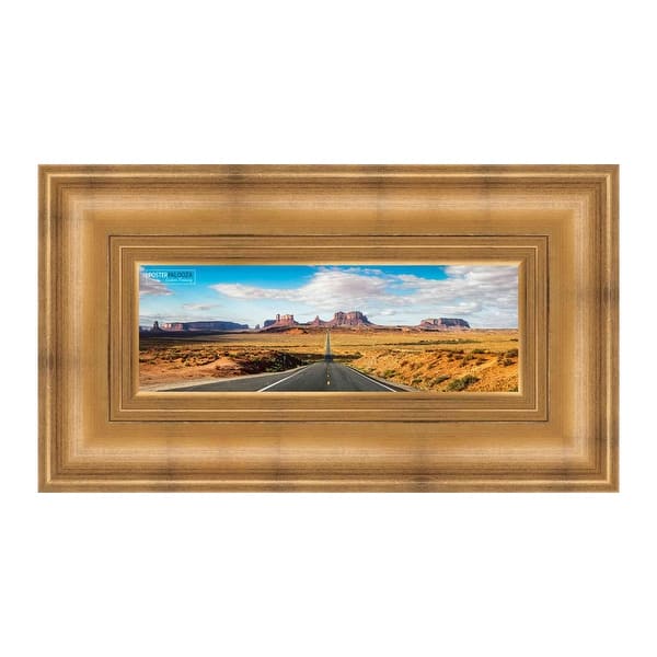 30x10 Traditional Gold Complete Wood Panoramic Frame with UV Acrylic ...
