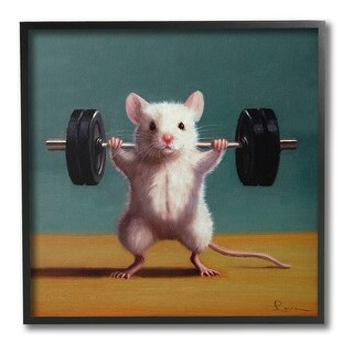 Stupell Weight Lifting Mouse Framed Giclee Art Design By Lucia ...