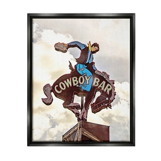 Stupell Western Cowboy Bar Sign Framed Floater Canvas Wall Art Design ...