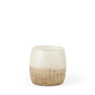 7" Creamy White and Gold Ombre Striped Long Glass Vase - Bed Bath ...