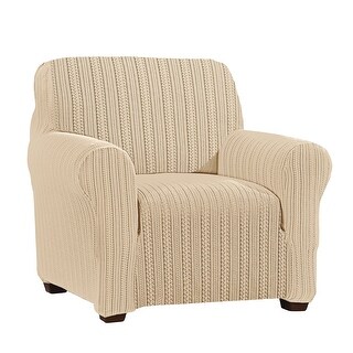 Striped Jacquard Stretch Furniture Cover - Chair - Bed Bath & Beyond ...