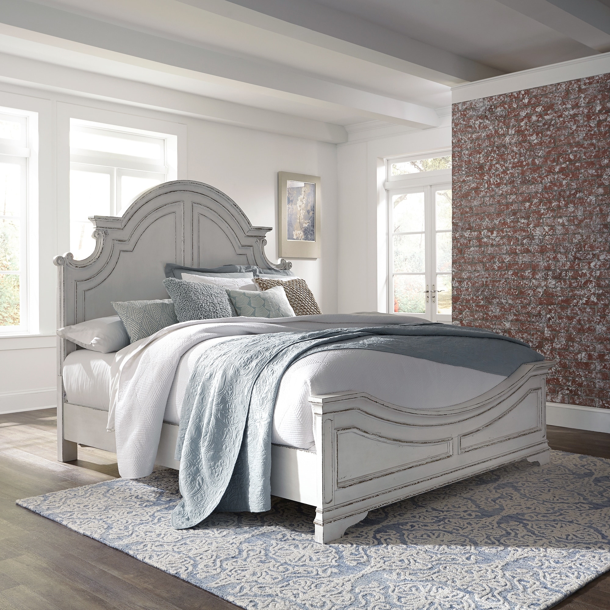 Magnolia Manor Upholstered Bed, Dresser and Mirror, and Nightstand Set ...