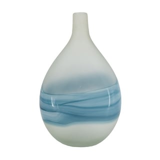 Wave Mist Art Frosted Glass Vase - 16.25" - Blue and White - Bed Bath ...