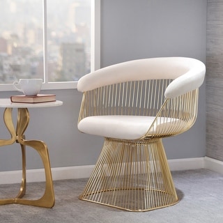 Strand Chair, White, gold 30.0"H - 27.0" x 23.5" x 30.0" - Bed Bath ...