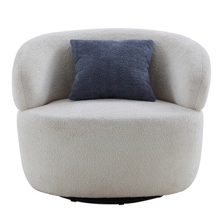 Beige Swivel Barrel Round Sofa Chair Boucle Accent Chair Arm Chair ...