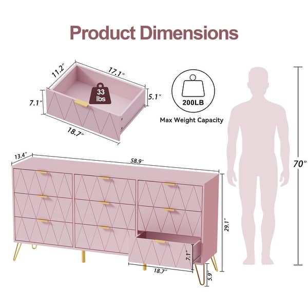 9 Drawers Chest Of Dresser Storage Tower Cabinet Bedroom Organizer ...