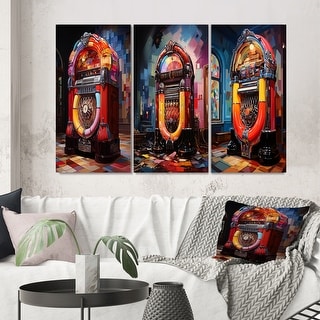 Designart "Jukeboxes Nostalgic Melodies II" Entertainment Wall Art Set ...