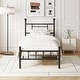 46 Inch Metal Platform Bed Frame with Victorian Vintage Headboard and ...