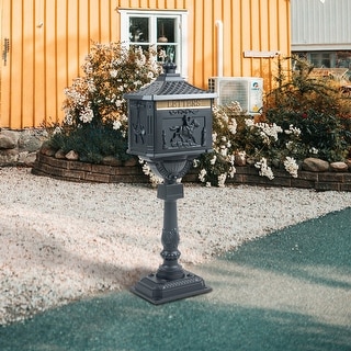 Heavy-Duty Black Cast Aluminum Mailbox – Secure Postal Box for Enhanced ...