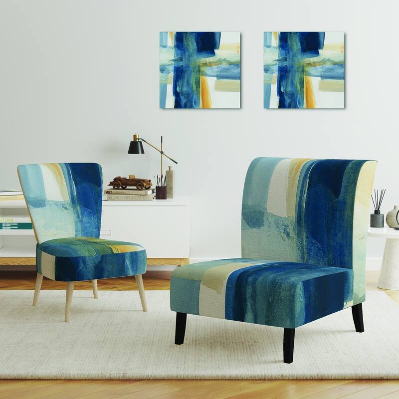 Designart "Indigo Panel VI" Upholstered Glam Modern Accent Chair - Arm ...