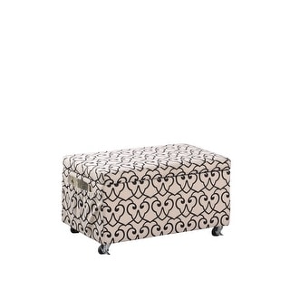 Black and Ivory Morroccan Heart Rolling Storage Ottoman with Pockets ...