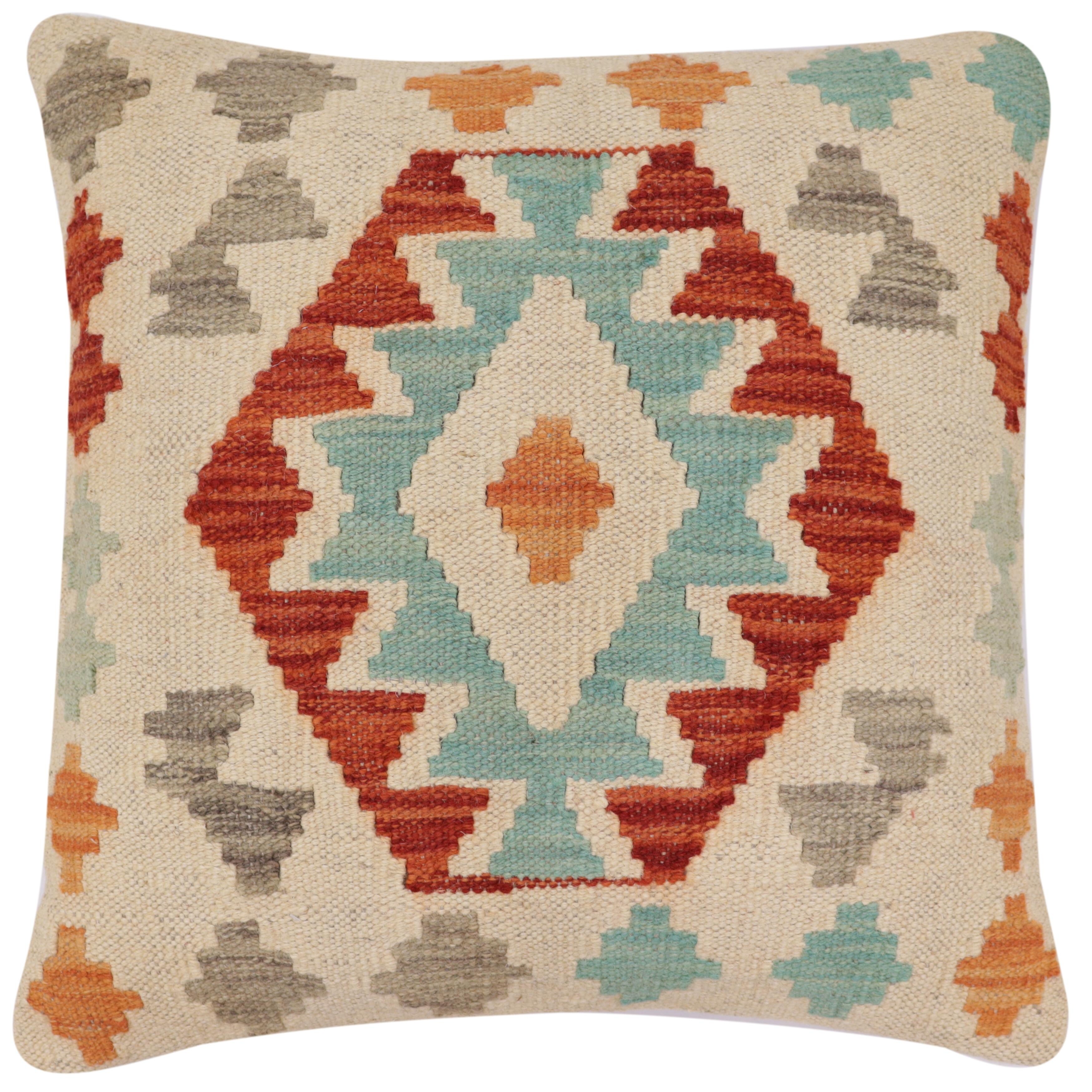 Rustic Kristine Turkish Hand-Woven Kilim Pillow - 18'' x 18'' - Bed ...