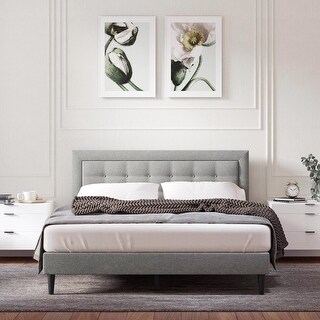 Conner Upholstered Platform Bed Frame/Button Tufted/Mattress Foundation ...