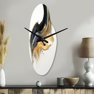 Black, White And Gold Liquid Art I - Abstract Liquid Ink Large Wall ...