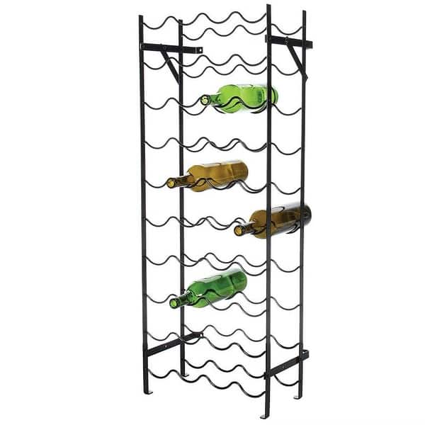 Black Metal 40-Bottle Wine Rack with Wall Anchors - 15W x 8D x 39.5H ...