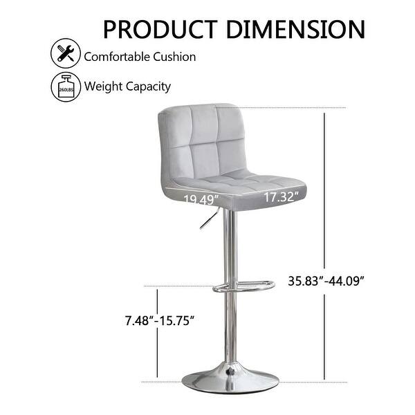 Velvet Back Bar Stools Set of 2 With Height Adjustable And Swivel - Bed ...