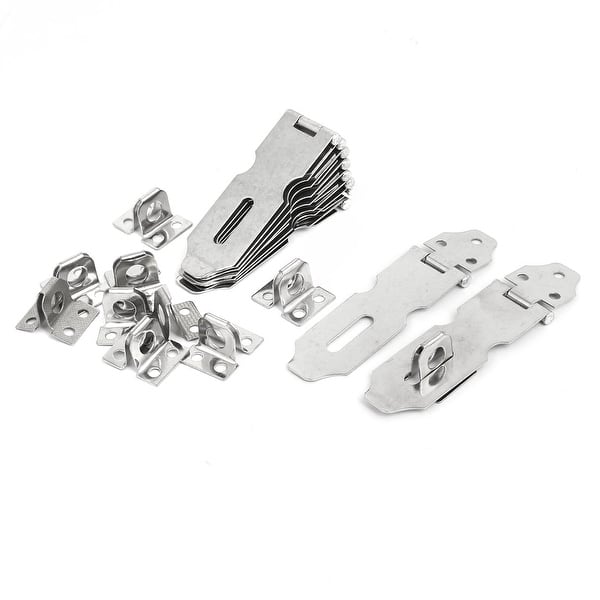 Stainless Steel Padlock Door Latch Lock Hasp Staples 88mmx22mm 10pcs ...