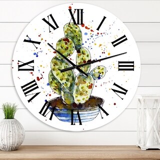 Designart 'Cactus Houseplant' Traditional wall clock - Bed Bath ...