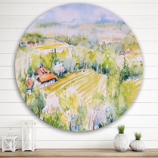 Designart 'Blossoming Green Fields In Countryside' Country Metal Circle ...