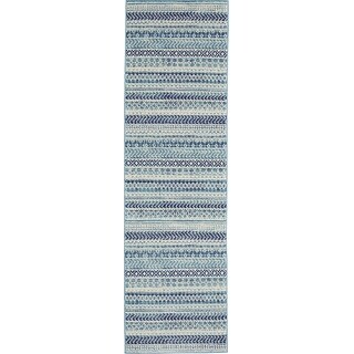HomeRoots10' Navy Blue Floral Power Loom Runner Rug - 10' Runner - Bed ...