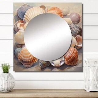 Designart "Beige Clam Seashell Symphony III" Clam Wall Mirror - Animals ...