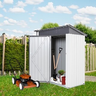 Grey/ White Outdoor Tool Storage Shed Garden Storage Lifter Shed ...