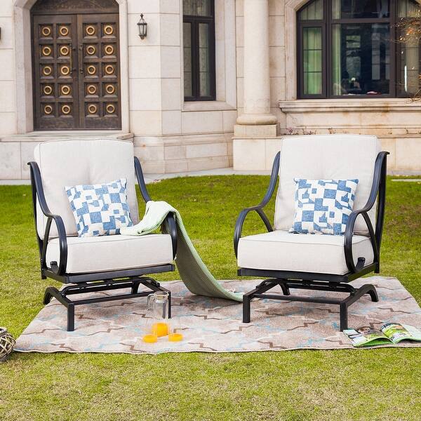 PATIO FESTIVAL 2-Piece Outdoor Rocking Motion Chair Set with Cushions ...