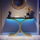 43" Modern Console Table with Gold Base, Geometric Entryway Sofa Table ...
