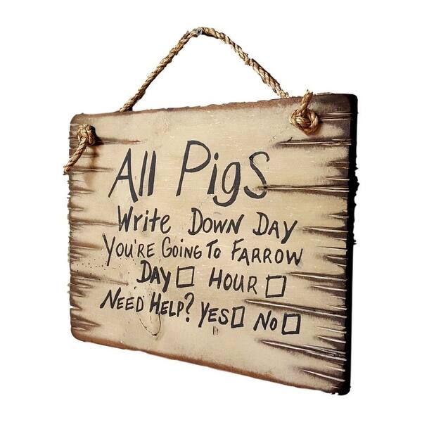 Cowboy Signs Wood Wall Hanging Humorous All Pigs Day White Brown - Bed ...