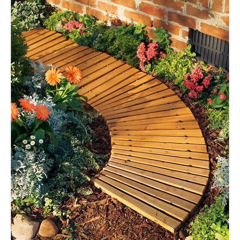 4'L Roll-Out Curved Hardwood Pathway - Overstock - 40463612