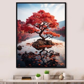 Designart "Coral Tree Maple Symphony" Tree Maple Framed Canvas Prints ...