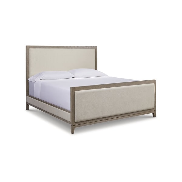 Signature Design by Ashley Chrestner Gray/Beige Upholstered Panel Bed - On Sale - Bed Bath ...