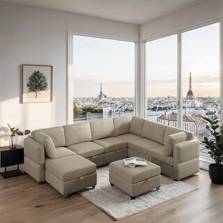 Artsy Modular Sectional Sofa with Storage Seat Oversized U Shaped Couch ...