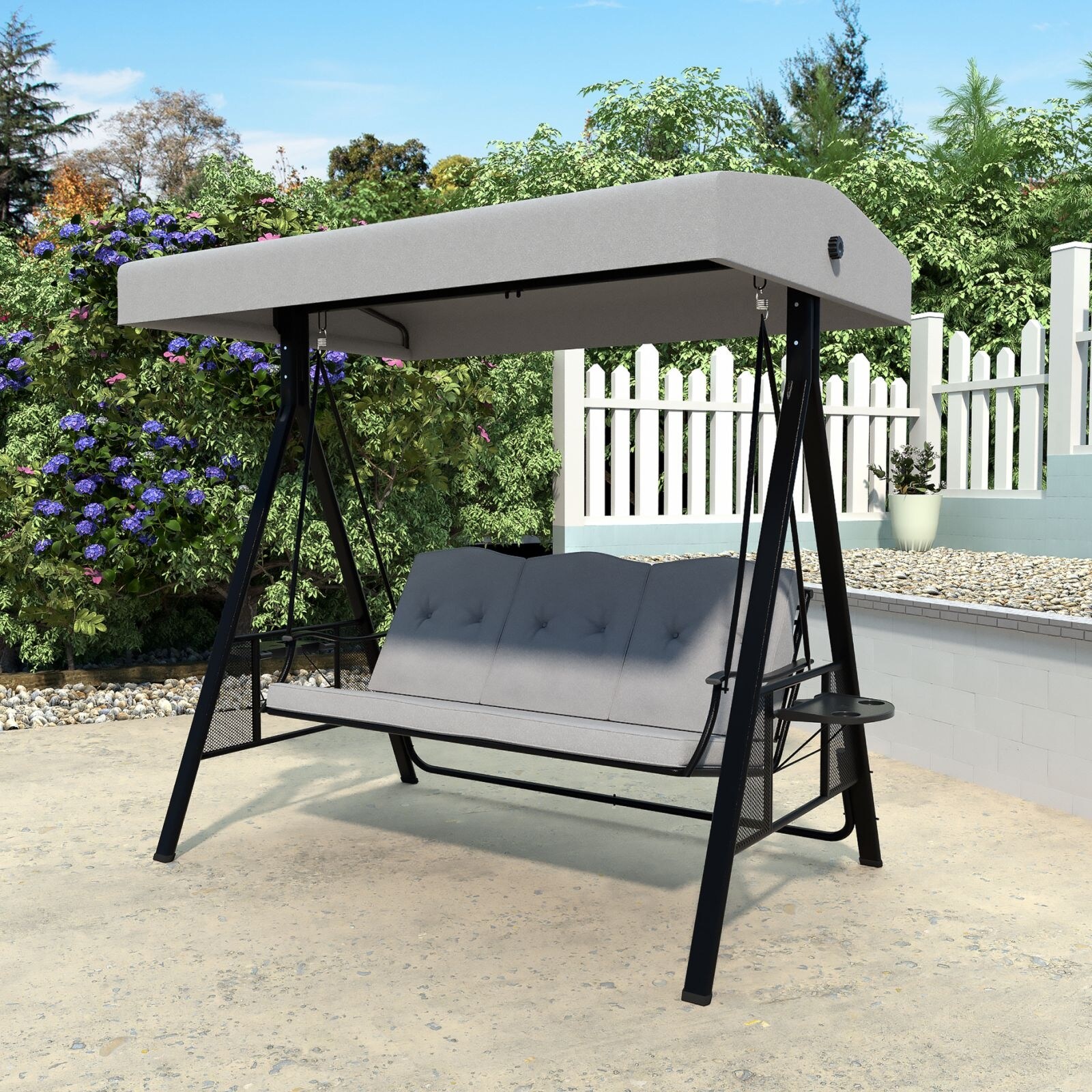 Patio swing with attached side tables store